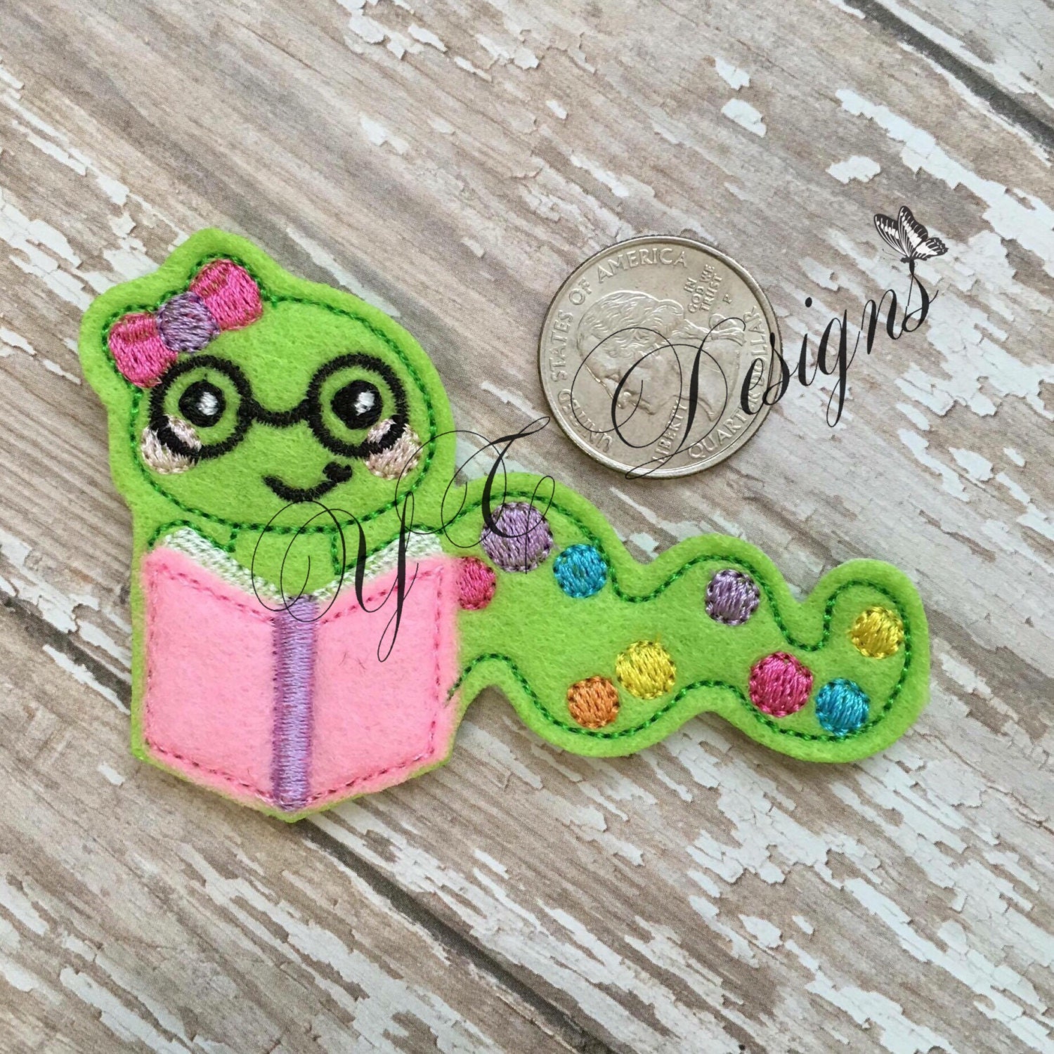 Bookworm Feltie M2M Back to School Feltie Embroidery File | Etsy