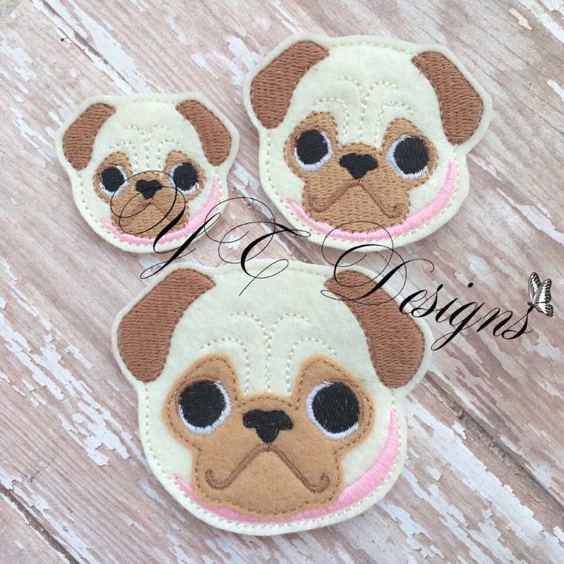 Pug Feltie Dog Feltie Dog Head Feltie EMBROIDERY DIGITAL FILE - Etsy