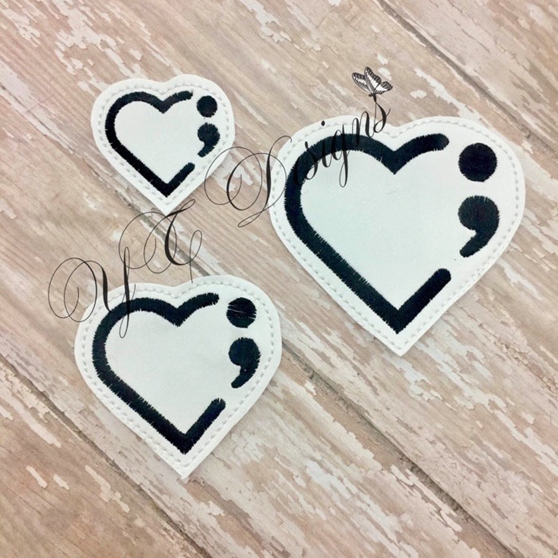 Semi Colon Feltie Heart Semi Colon Feltie EMBROIDERY FILE - Etsy