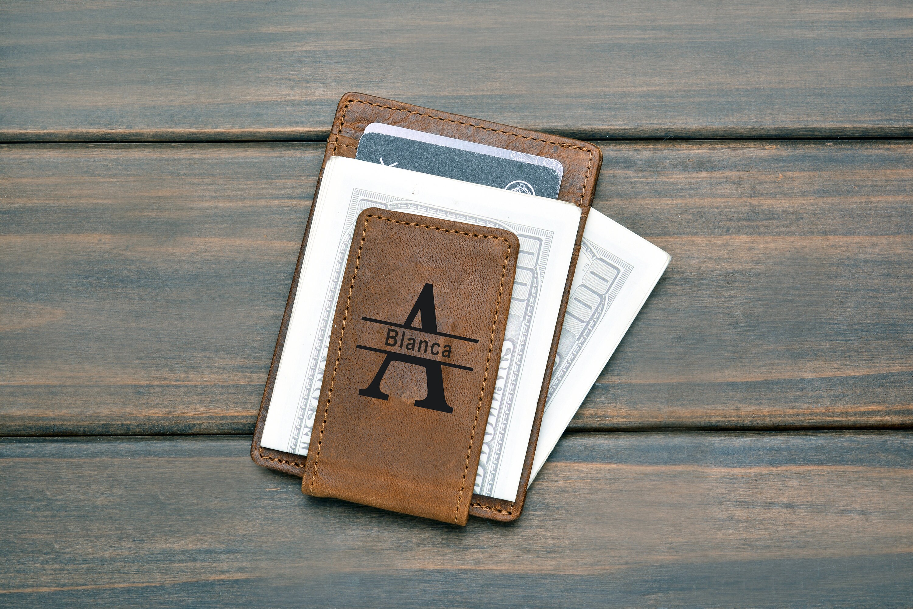 Personalized Leather Money Clip Wallet Magnetic Groomsman Best | Etsy