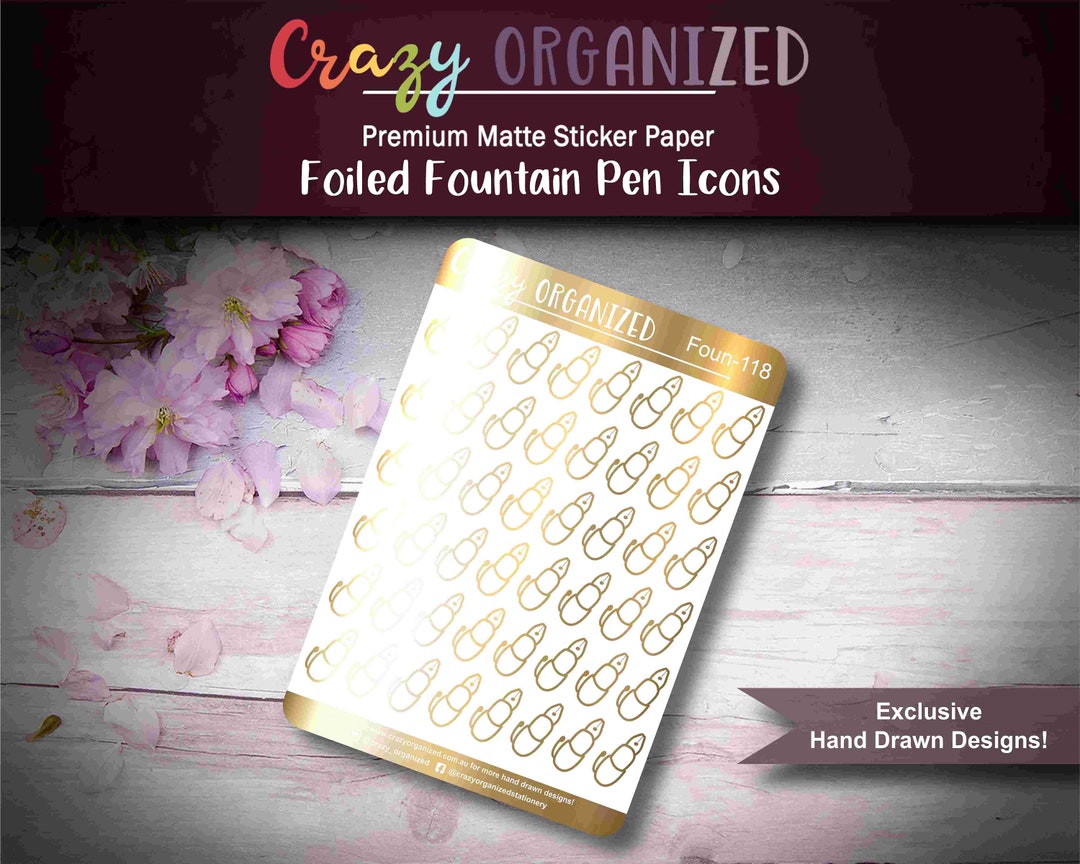 Foiled Fountain Pen Icon Stickers | STIC-93-363 | Planner Stickers ...