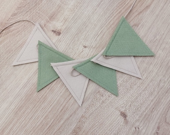 Sage Green Beige Fabric Bunting Garland Banner - Bedroom/nursery/party ...