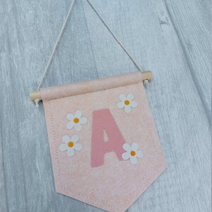 Initial Flag, Pink, Peach, Cream, Initial Sign, Wall Hanging, Bunting ...