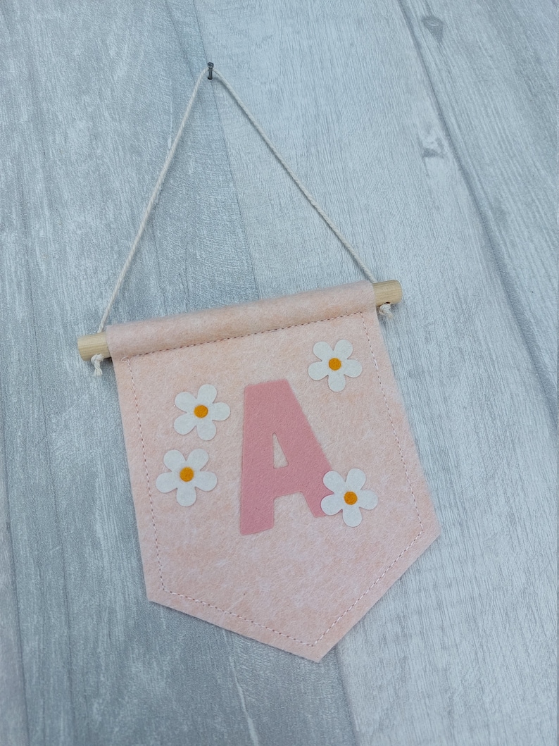 Initial Flag Pink Peach Cream Initial Sign Wall Hanging - Etsy UK