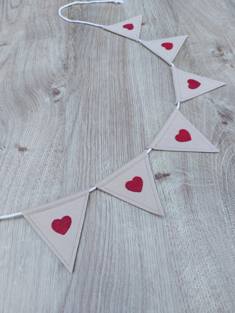Valentine's Garland, Bunting, Banner, Mini Felt Bunting, Heart Garland ...