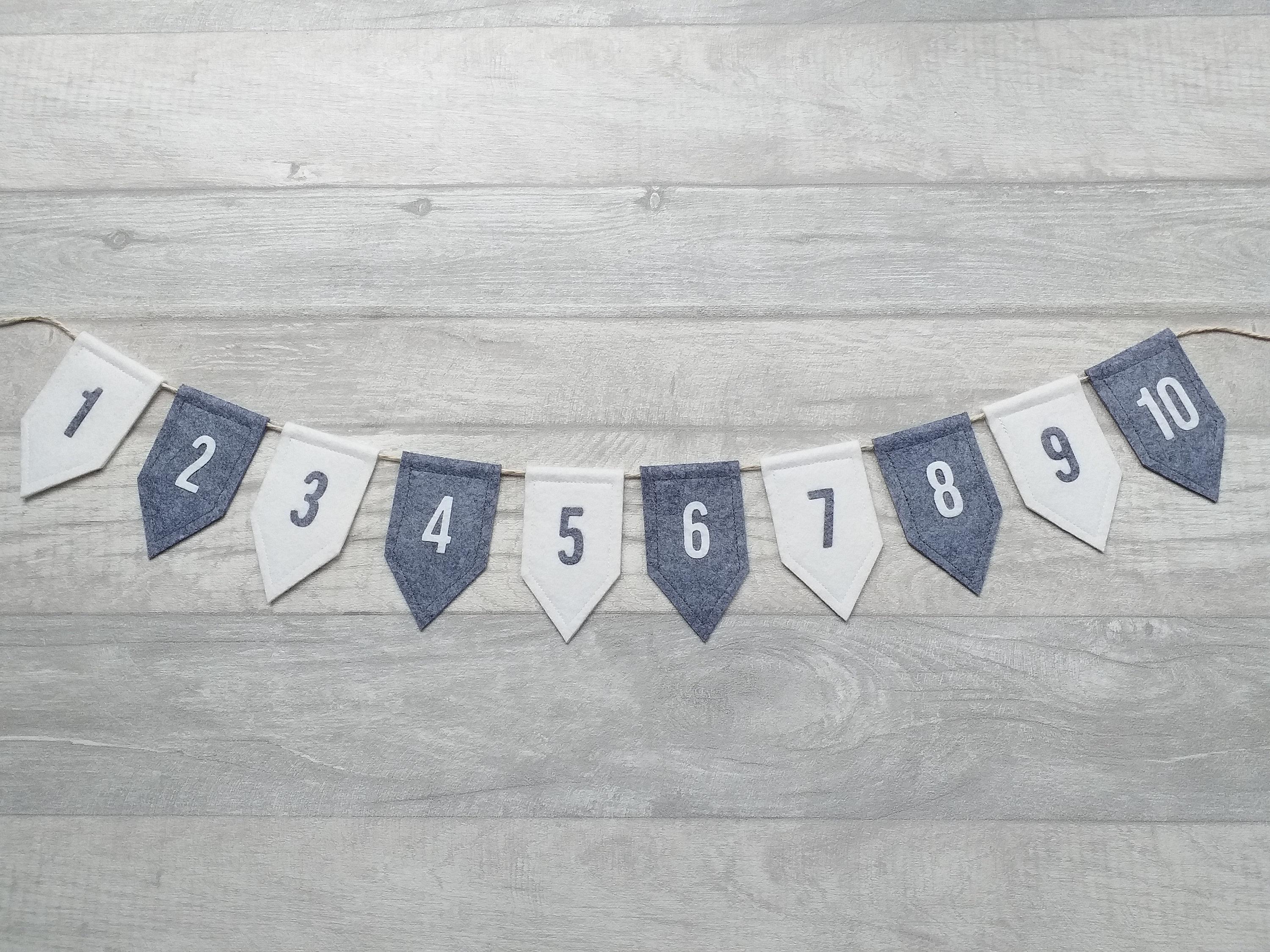 Number Bunting Number Line Grey and White Garland Felt - Etsy UK