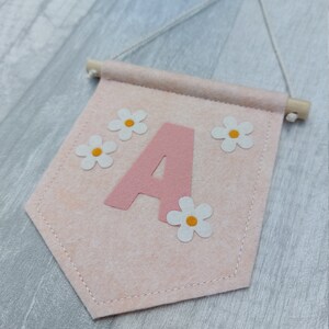 Initial Flag, Pink, Peach, Cream, Initial Sign, Wall Hanging, Bunting ...