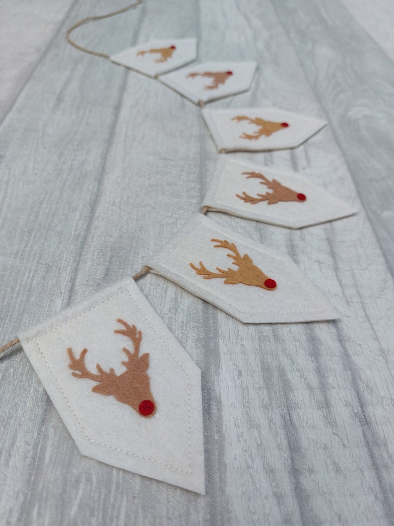 Christmas Bunting, Reindeer Decoration, Felt Garland, Rudolph ...