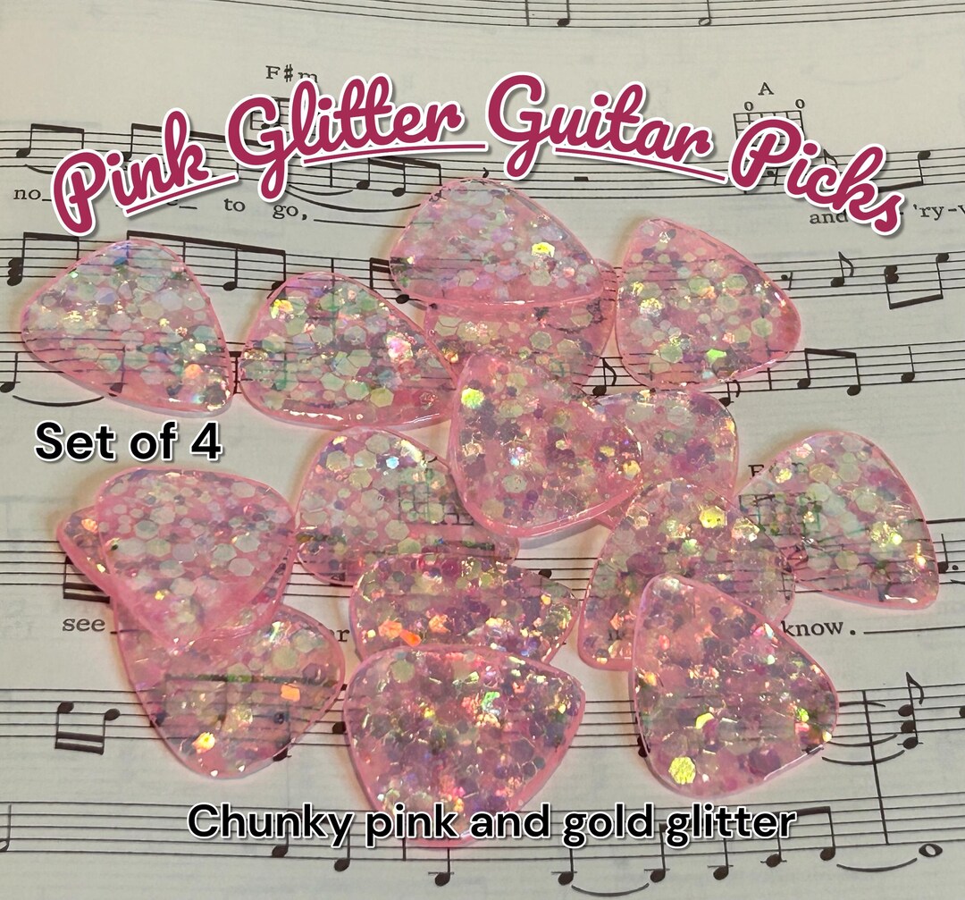 Pink Glittery Iridescent Guitar Picks Set of 4 - Etsy