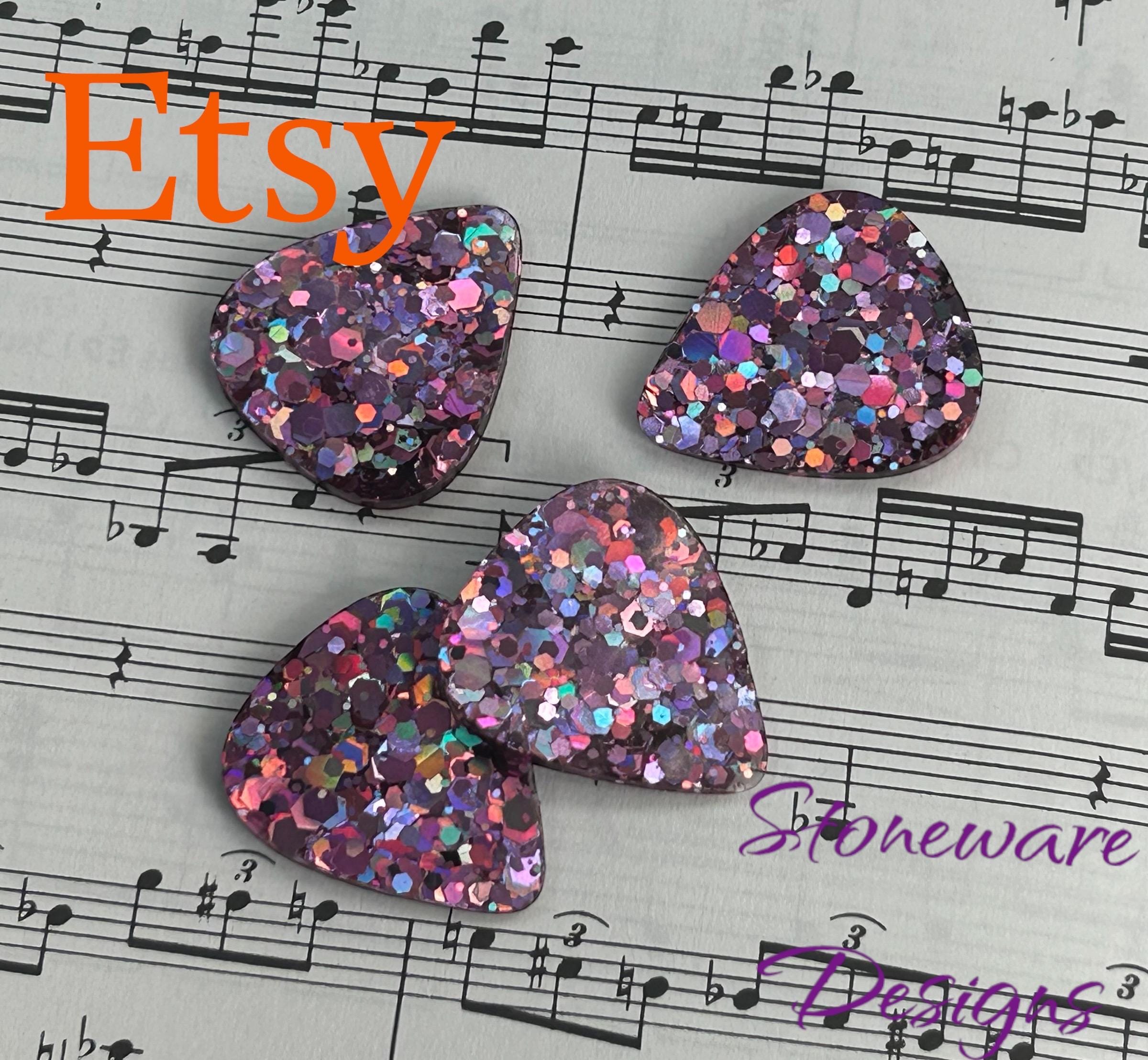 Guitar Picks With Pink Glitter Set of Four - Etsy