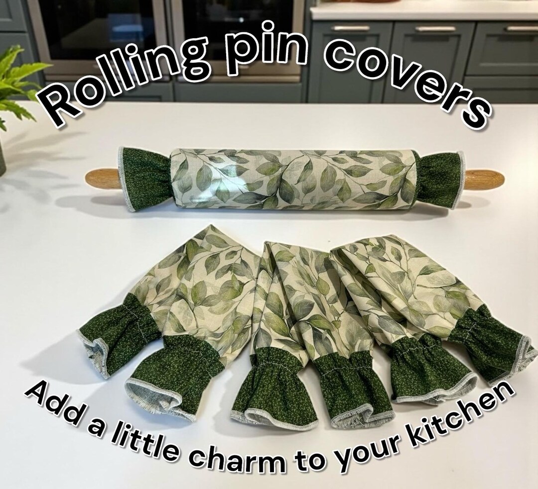 Rolling Pin Cover With Ruffles All Cotton Kitchen Decor With Leaf ...