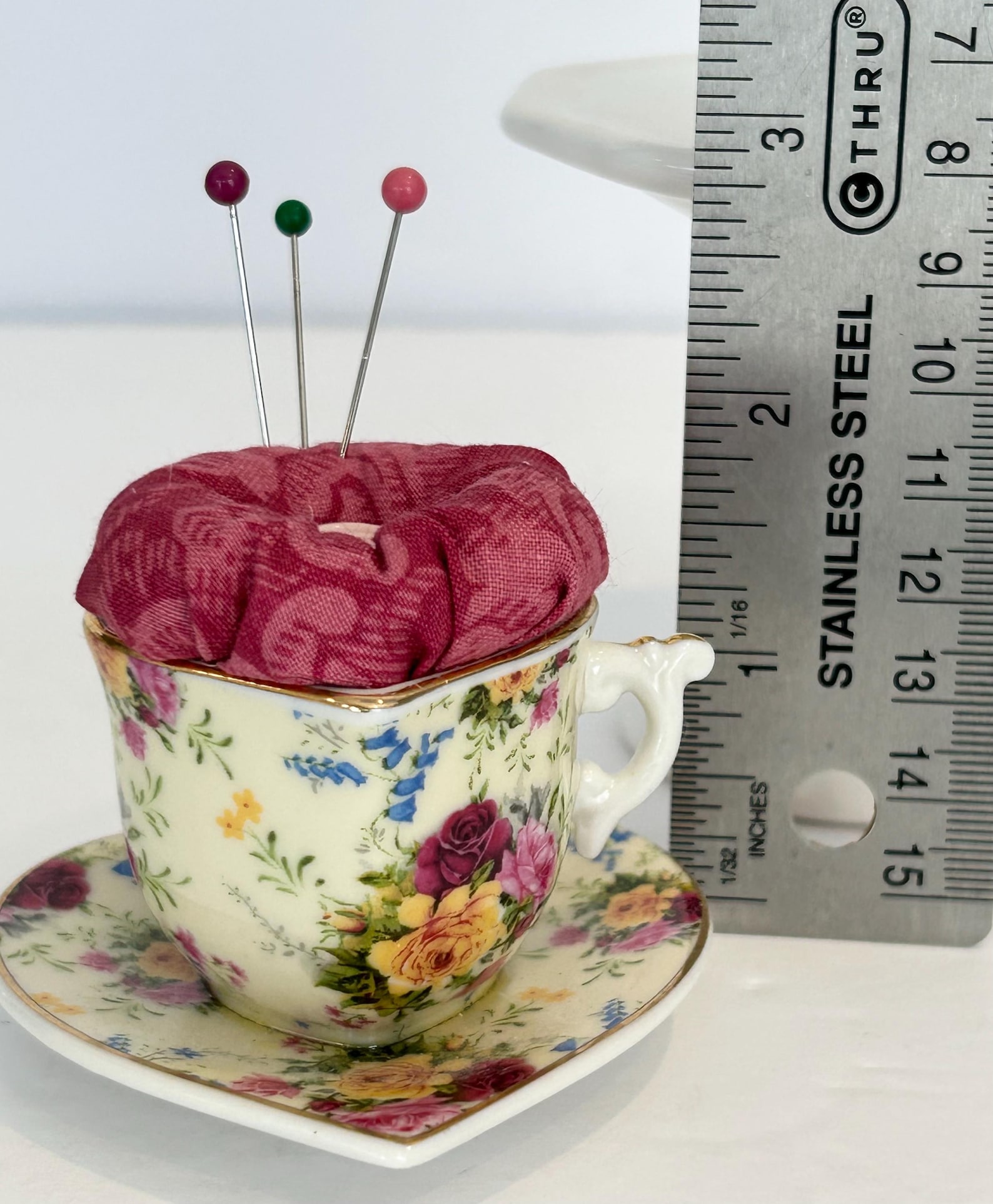 Vintage Teacup Pincushion – Unique Sewing Room Decor - Etsy