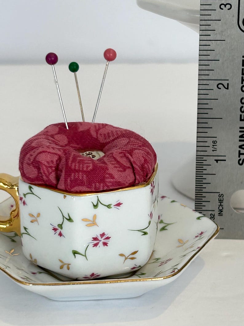 Vintage Teacup Pincushion – Unique Sewing Room Decor - Etsy