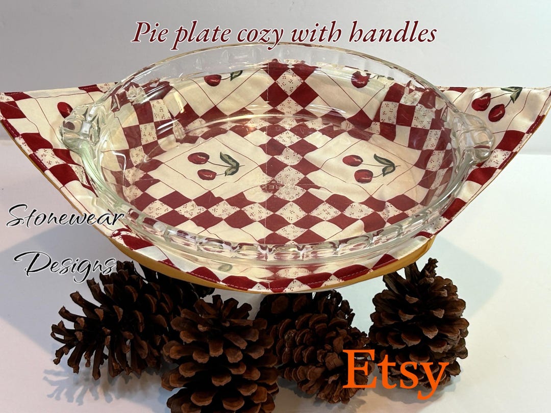 Reversible Pie Plate Cozy With Checker Board and Cherry Pattern - Etsy