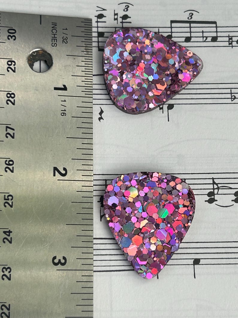 Guitar Picks With Pink Glitter Set of Four - Etsy