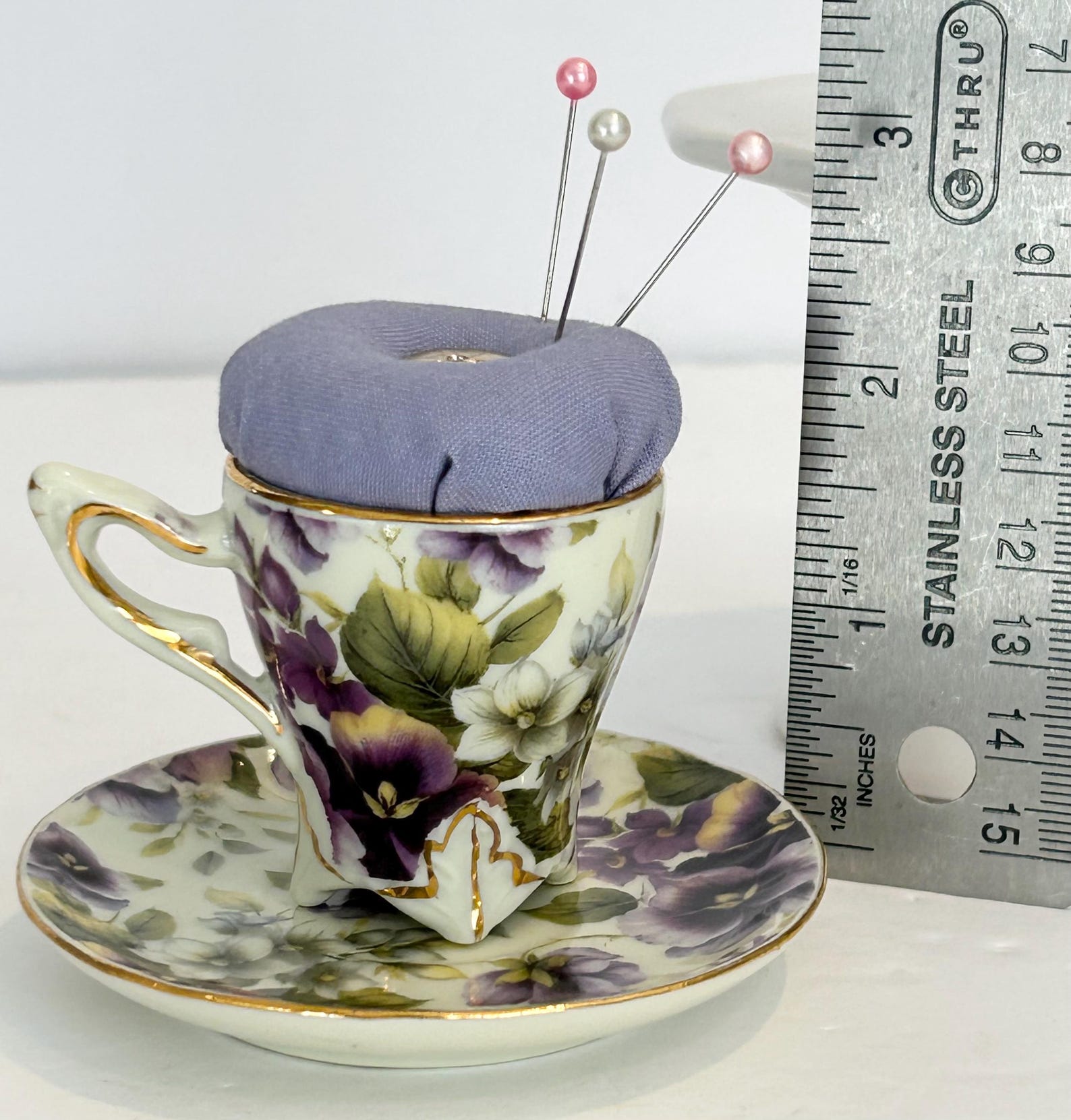 Vintage Teacup Pincushion – Unique Sewing Room Decor - Etsy