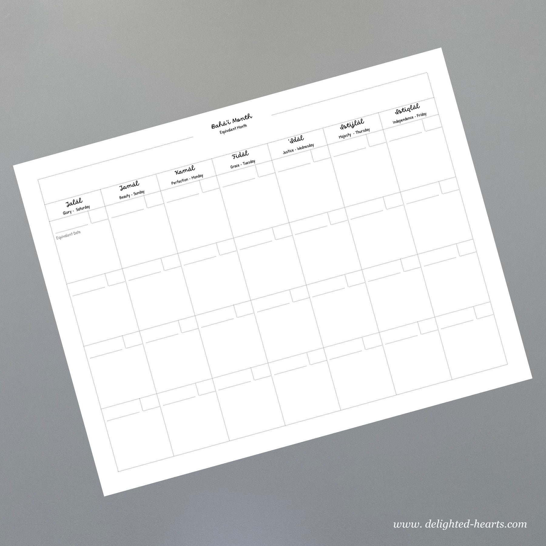 Digital Download - PDF File / Baha'i / Calendar / Baha'i Calendar ...