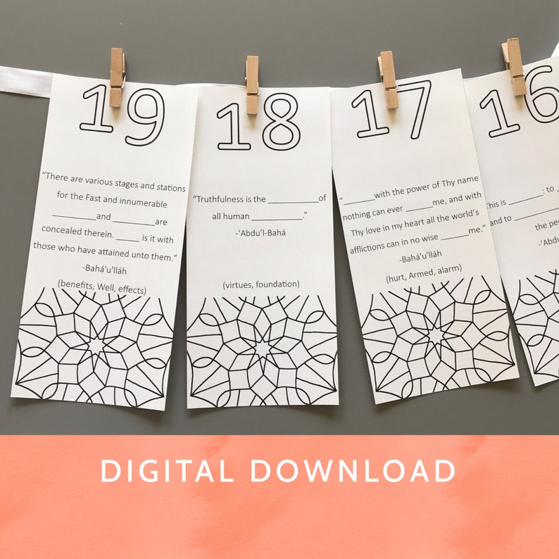 Digital Download - PDF File / Baha'i / Coloring Nine Pointed Star ...