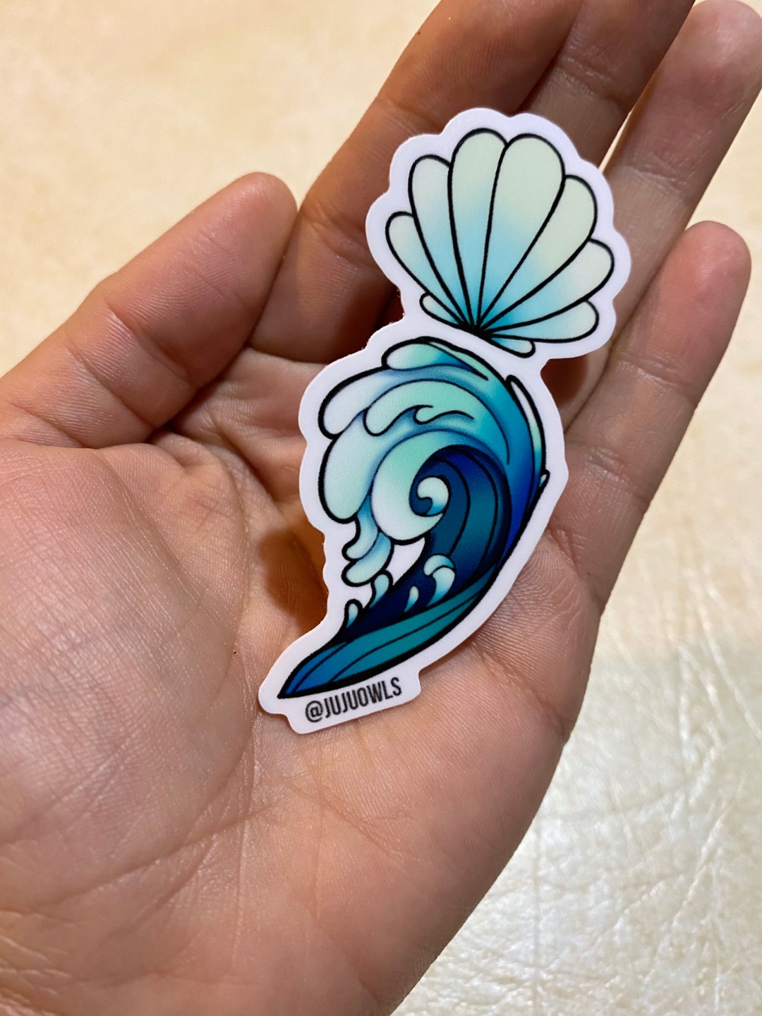 Smaller Sized Semicolon Sticker, Seashell Semicolon Sticker, Ocean Wave ...