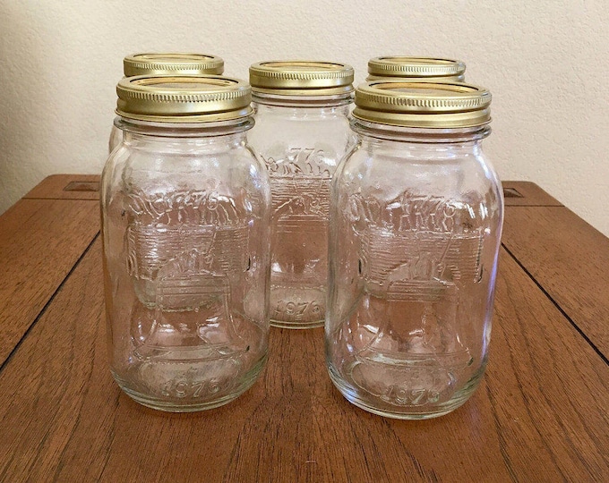 Bicentennial 1776-1976 Liberty Bell Mason Jars - Lot of 6 Anchor ...
