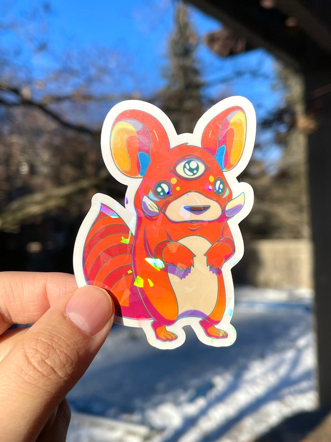 Kawaii Mouse Vinyl Sticker, Holo Laptop Decal - Etsy