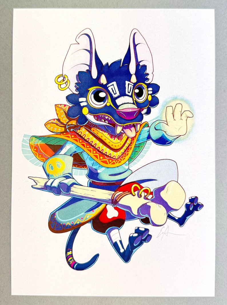 Aztec Wizard Inspired Wolf Bat Art Print, Nursery Room Decor, Home ...