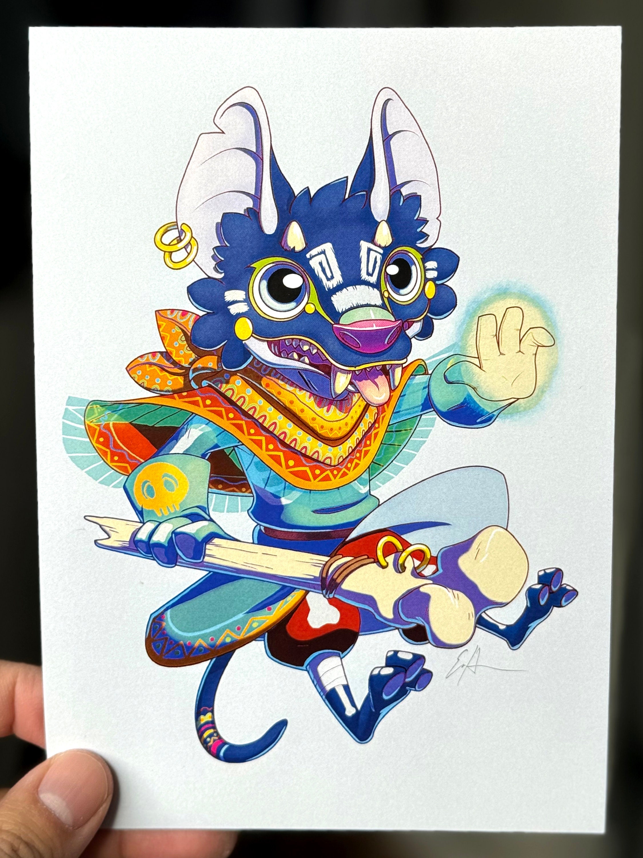 Aztec Wizard Inspired Wolf Bat Art Print, Nursery Room Decor, Home ...