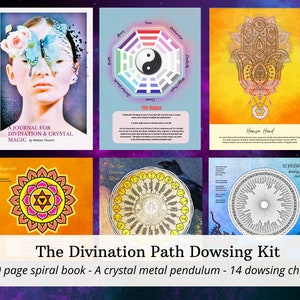 Crystal Divination Kit - Crystal Spiral Bound Book, A Pendulum, 14 ...