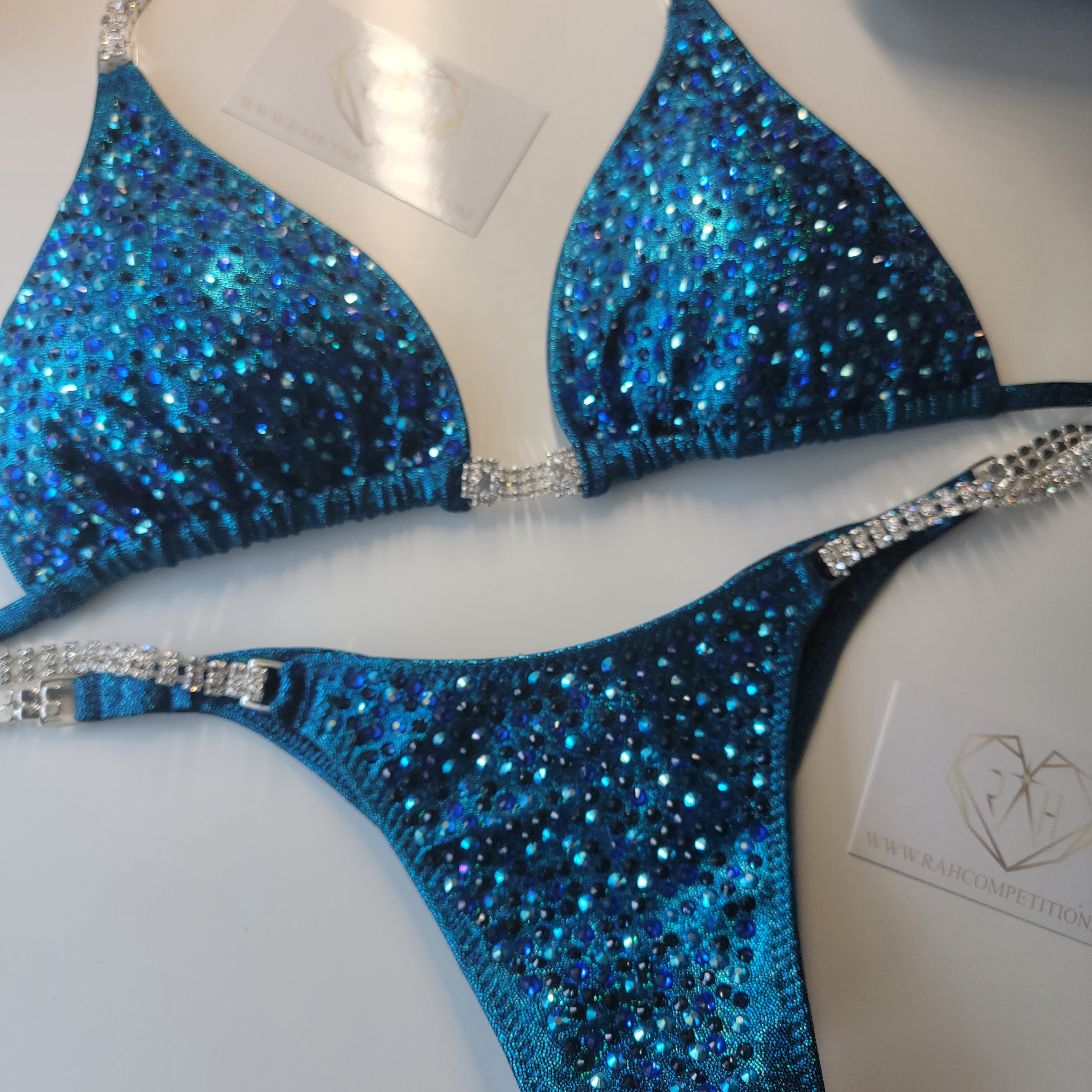 Twinkle Teal Blue Scatter Competition Suit, Npc Bikini, Natural ...