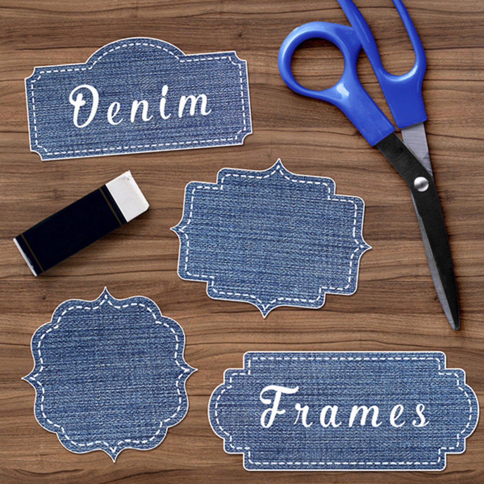 Denim Frame Clipart Digital Denim Frames Clip Art Jeans Border | Etsy