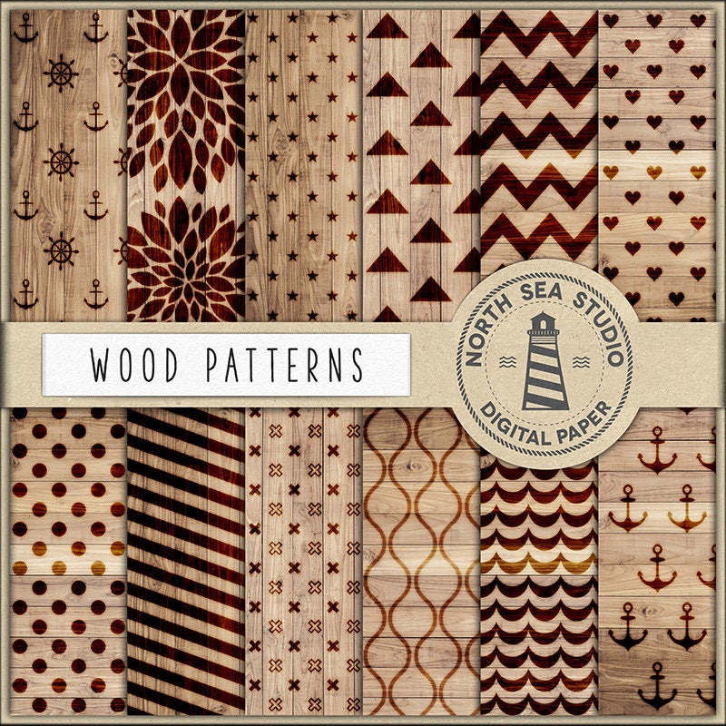 Rustic Wood Paper Wood Digital Paper Wood Burning Patterns Woodburning ...