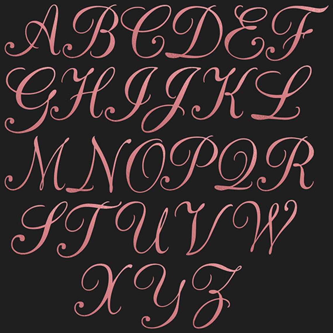 ROSE CURSIVE Pink Foil Alphabet Clipart Gold Letters Clip | Etsy