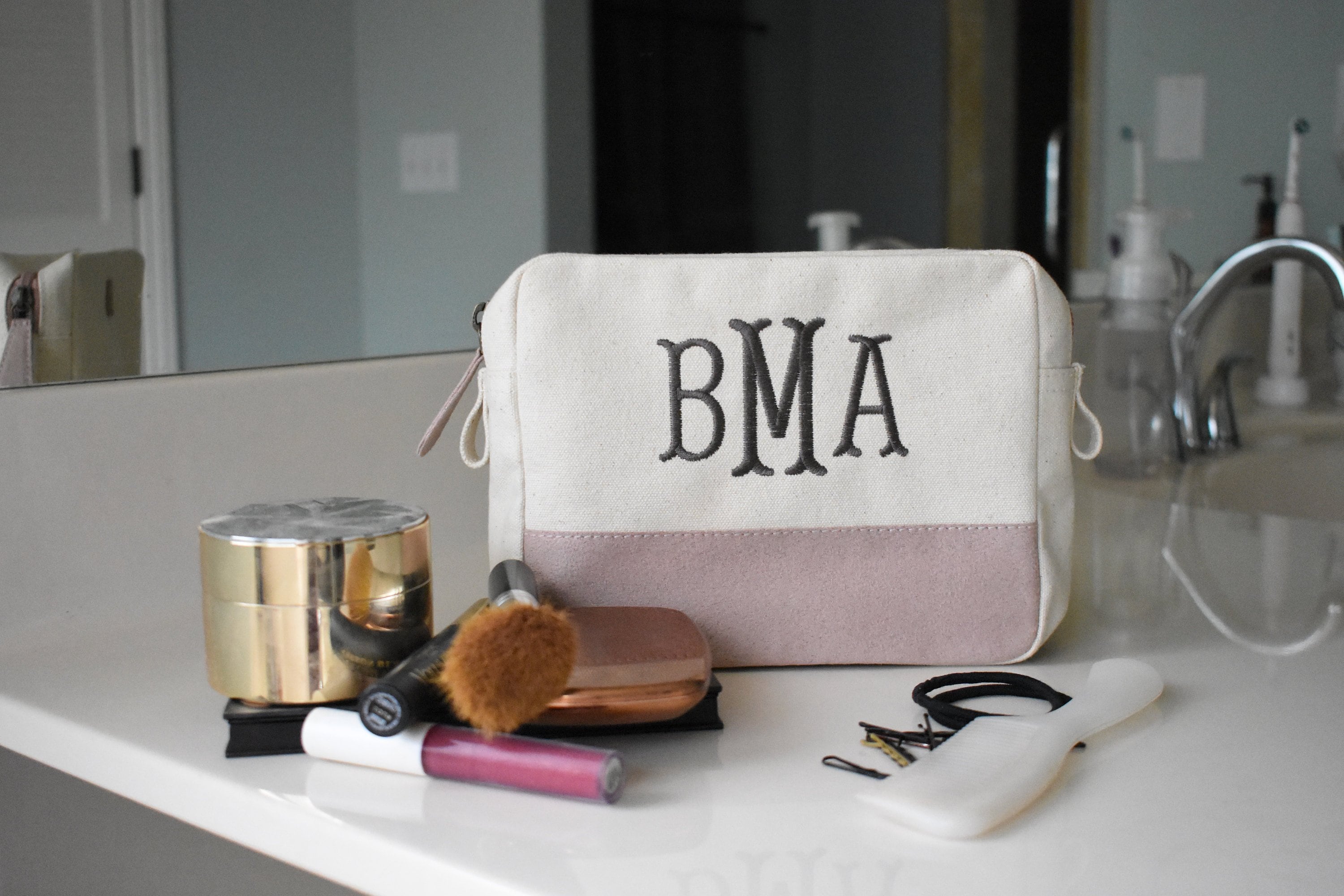 Monogram Makeup Bag Cosmetic Bag Monogram Makeup Pouch | Etsy