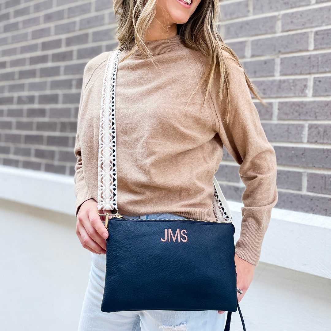 Personalized Crossbody Bag, Monogrammed Guitar Strap Purse, Large ...