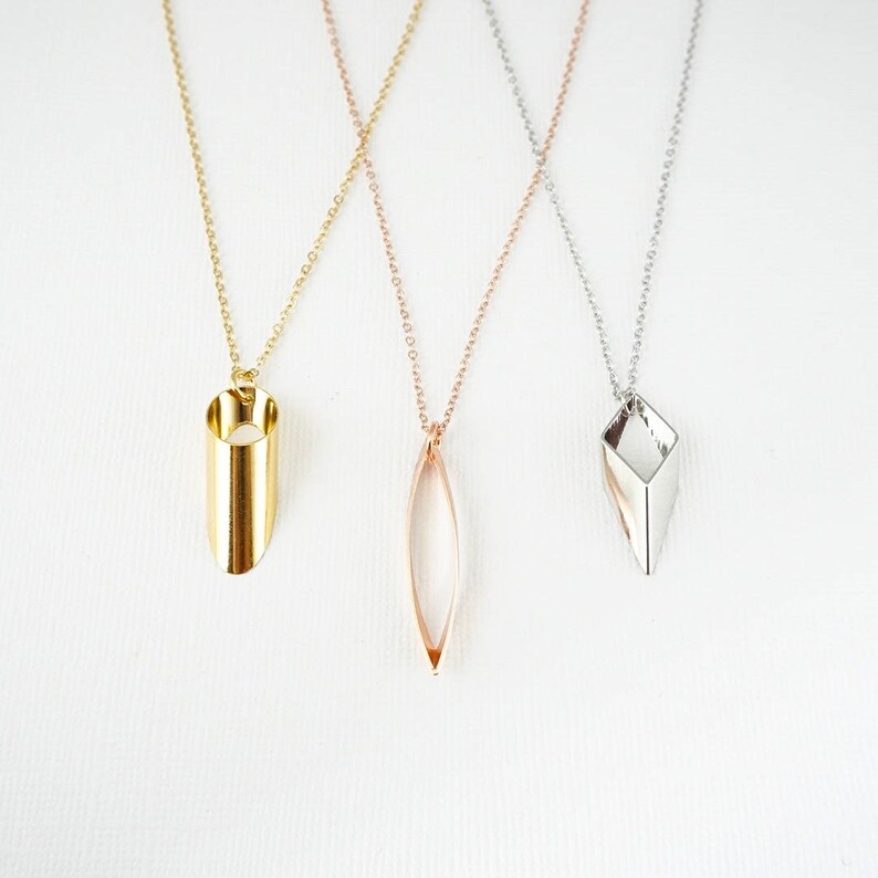 Minimalist Tube Necklace: Silver, Gold, Rose Gold - Etsy