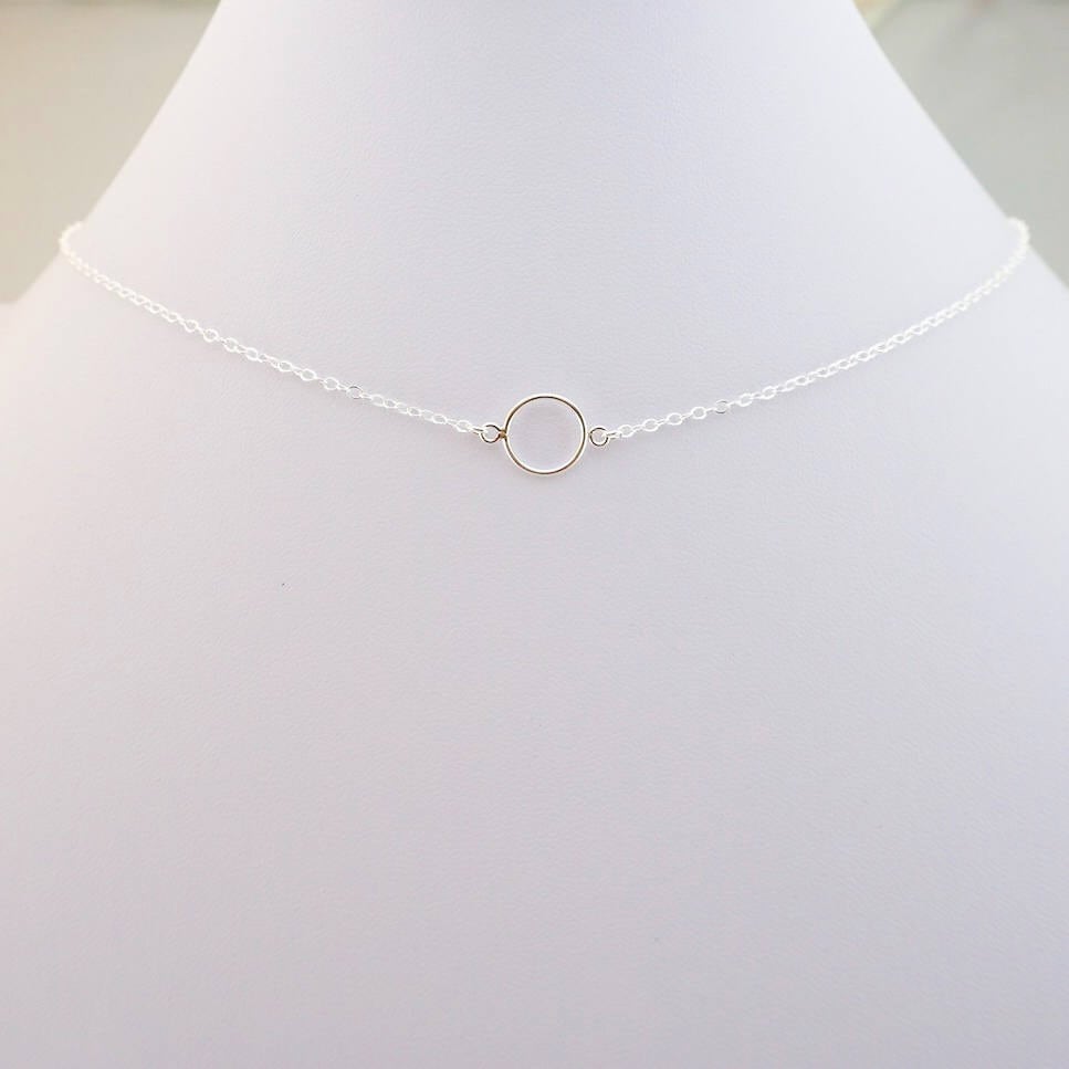 Collar Tiny Circle, Collar Delicado, Collar Madres, Collar De Plata ...