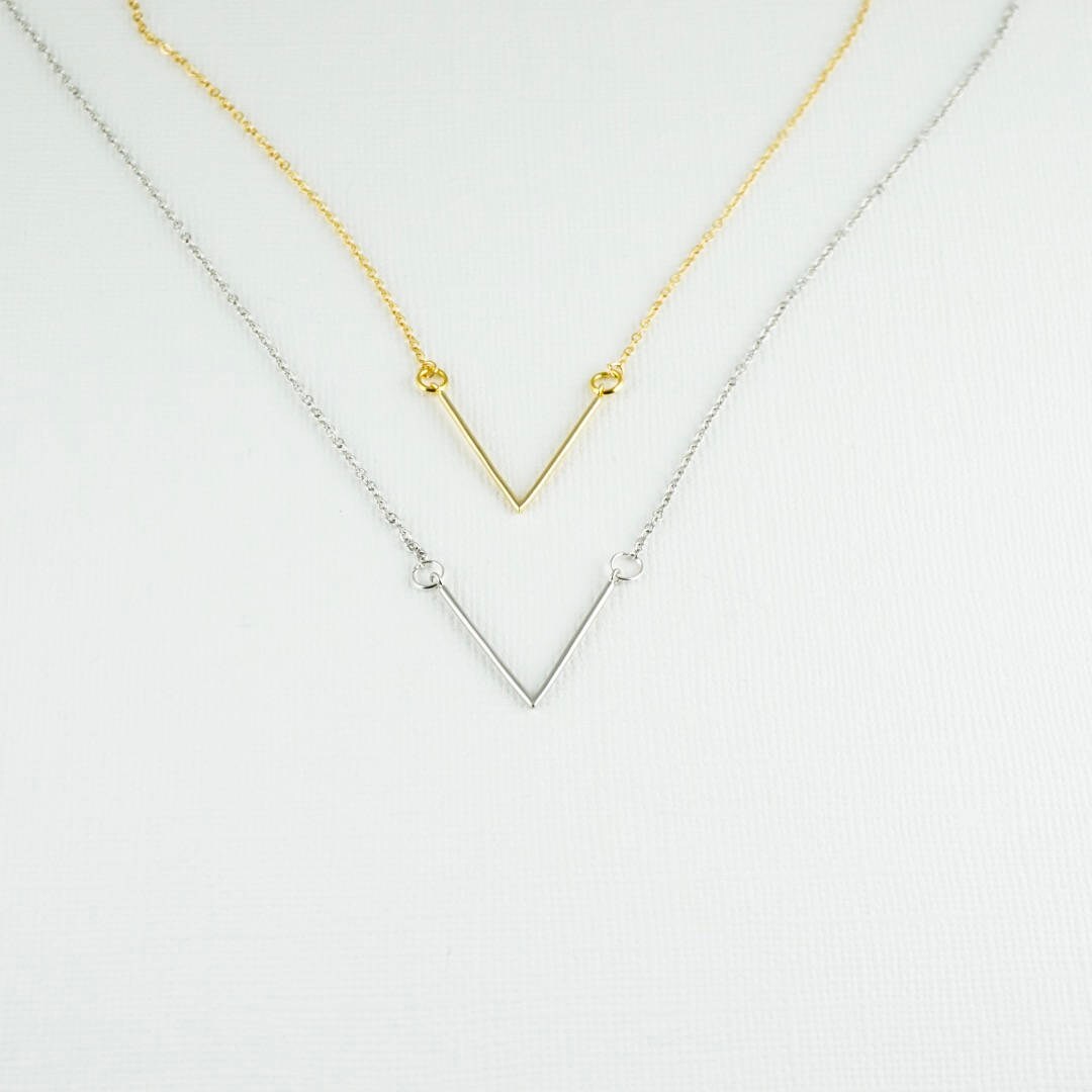 Collar delicado, collar Chevron, collar sencillo, collar delicado ...