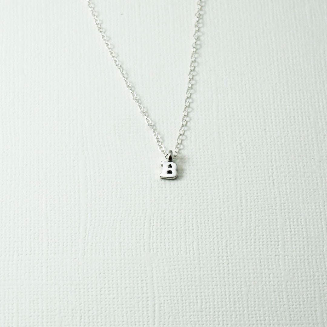 Tiny Initial Necklace Sterling Silver Necklacechilds - Etsy
