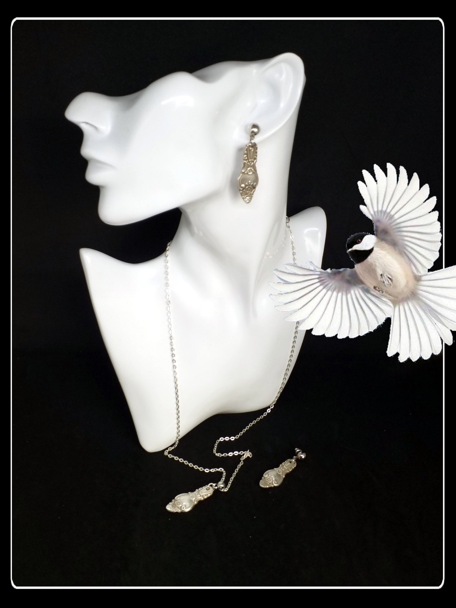 Handmade Silver Spoon Pendant and Stud Dangle Earrings - Etsy