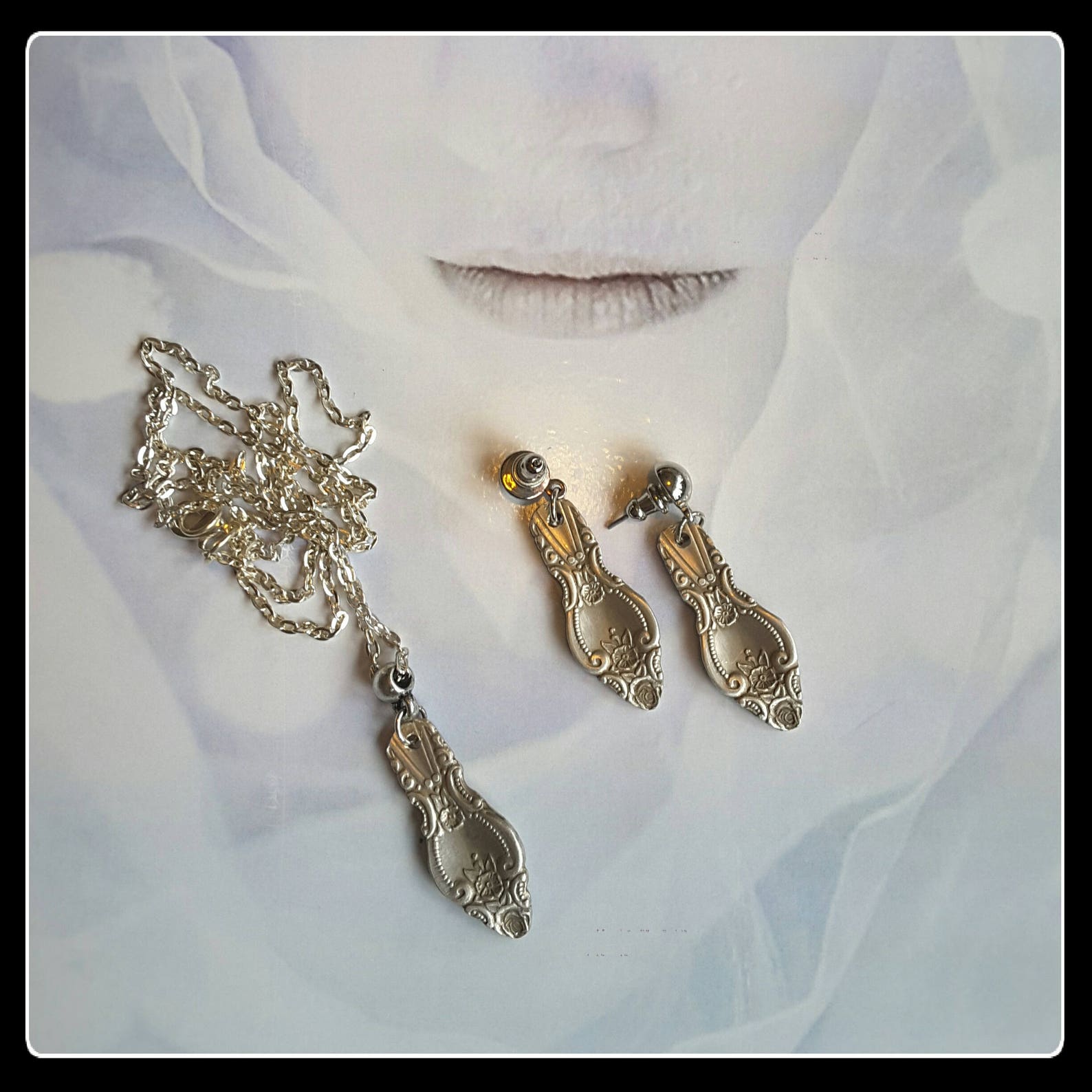 Handmade Silver Spoon Pendant and Stud Dangle Earrings - Etsy