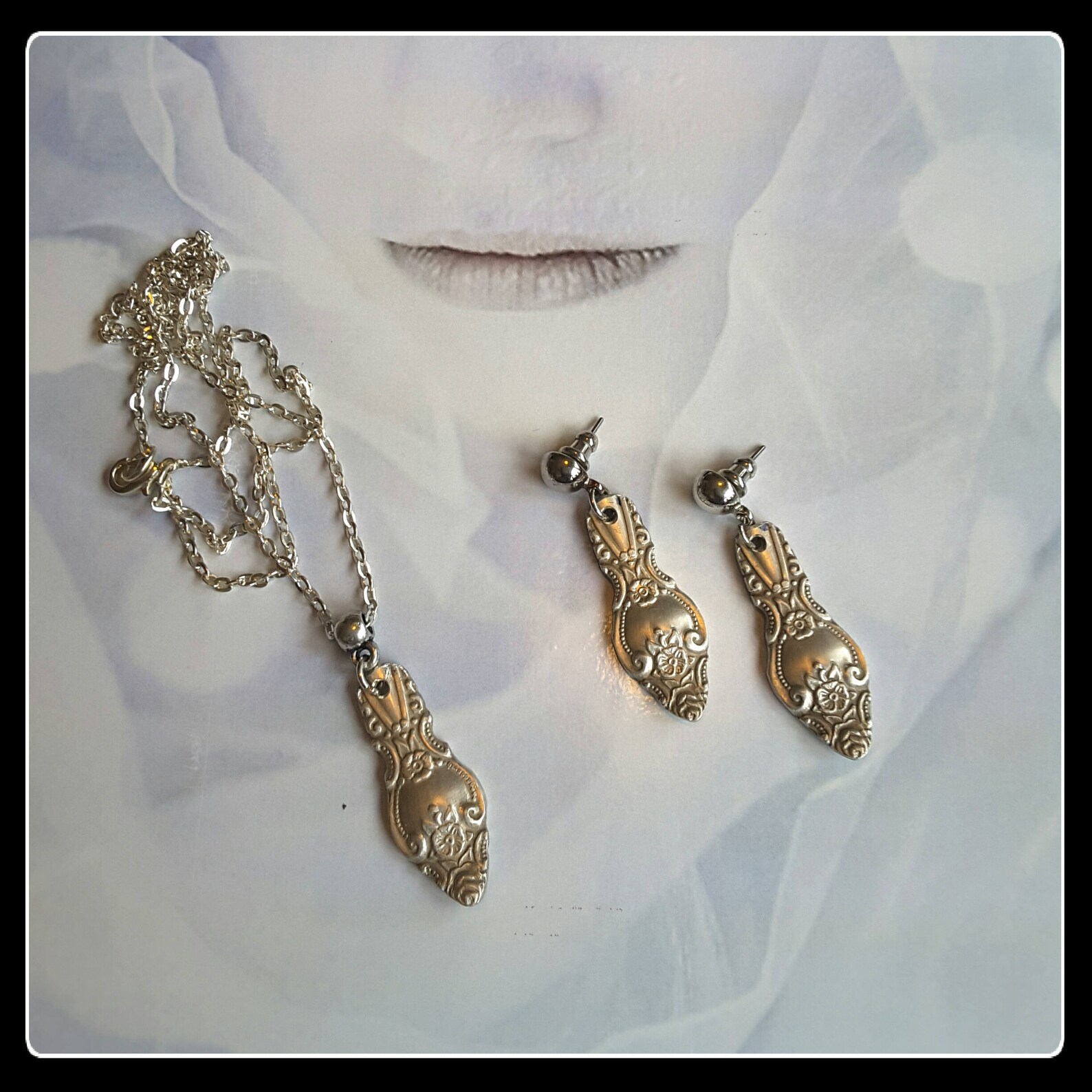 Handmade Silver Spoon Pendant and Stud Dangle Earrings - Etsy