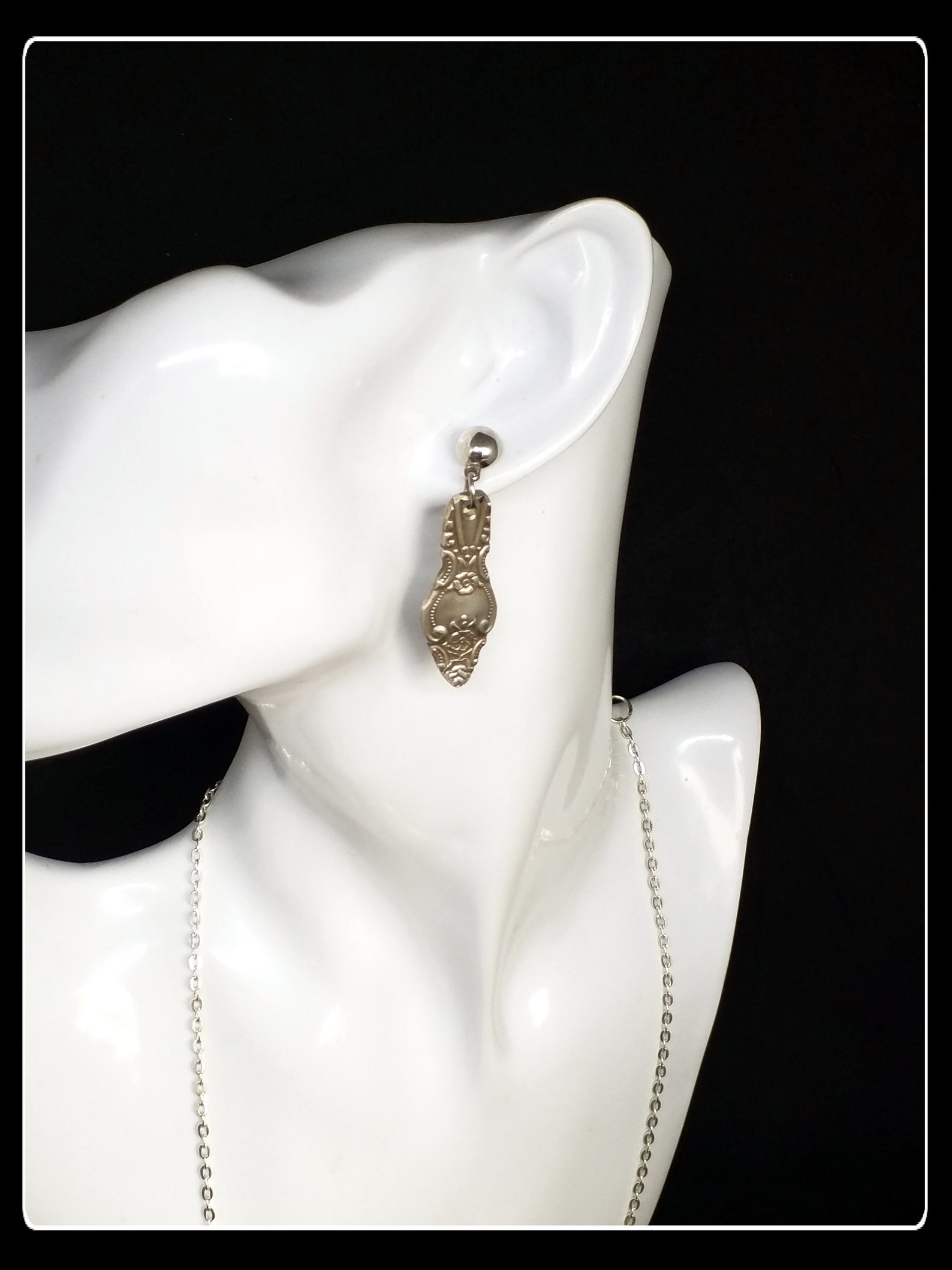 Handmade Silver Spoon Pendant and Stud Dangle Earrings - Etsy