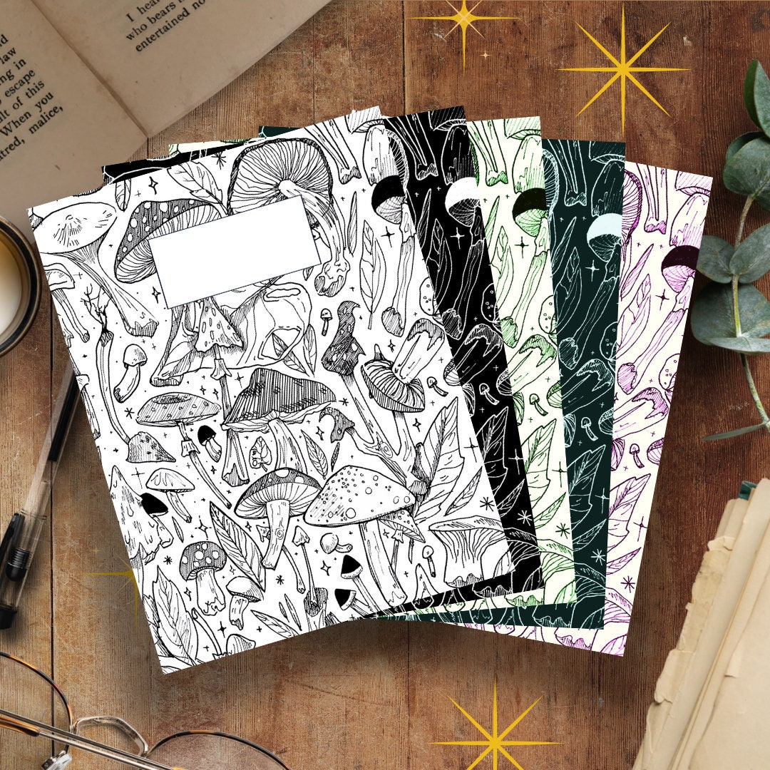 Shrooms, A5 Notebook Mushroom Illustrated Notebook Nature Inspired ...
