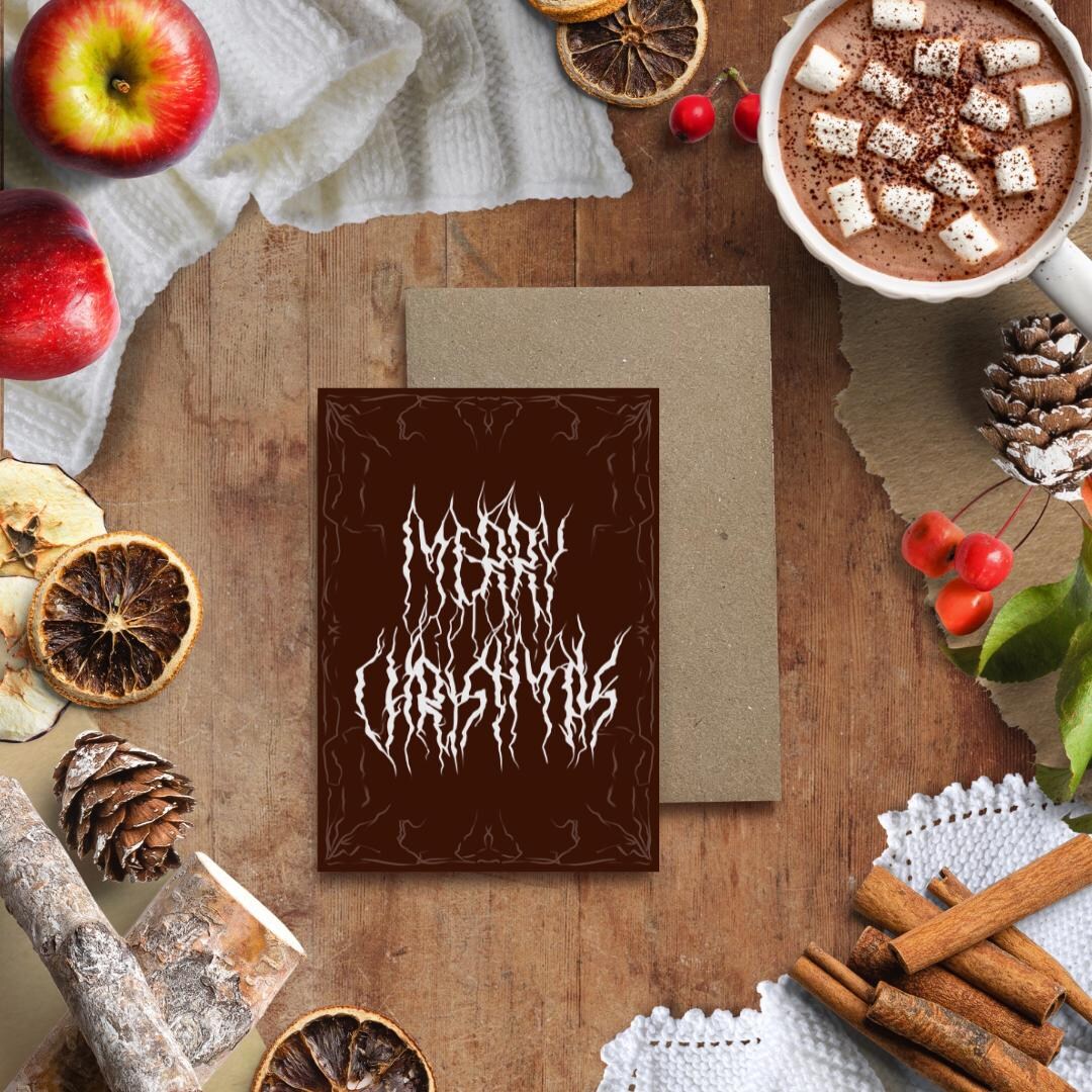Metal Font Christmas Card Edgy Holiday Greeting Alternative Christmas ...