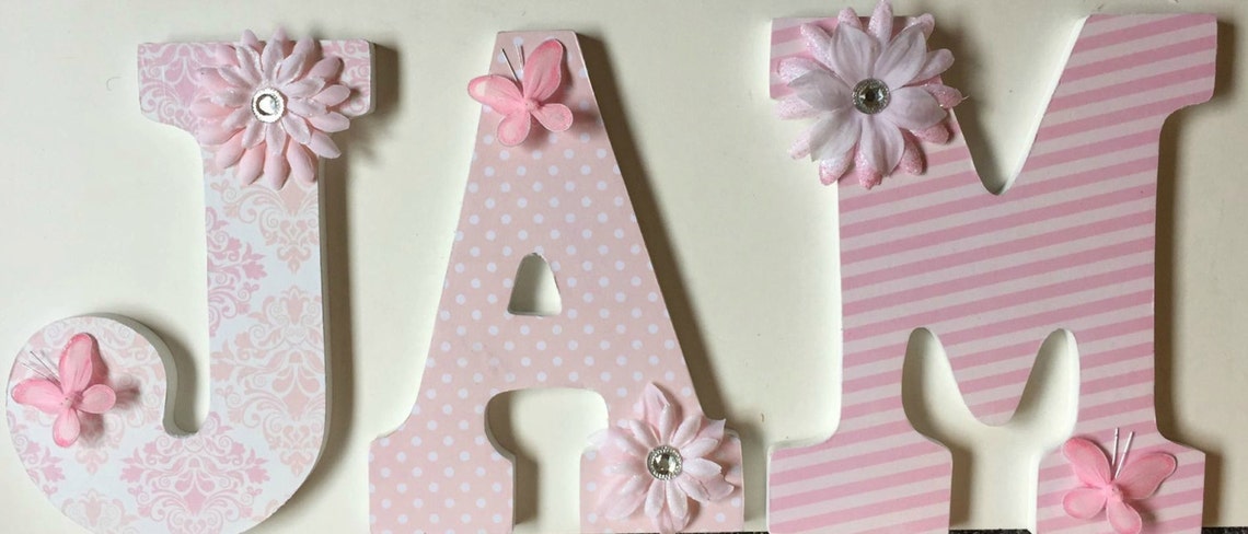 Pink Wood Letters Wall Letters for Girls Baby Nursery - Etsy