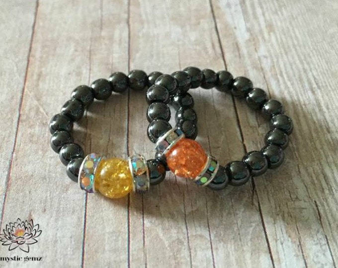 Black Stretch Ring Stackable Ring Stretch Rings Beaded Ring Black Ring ...