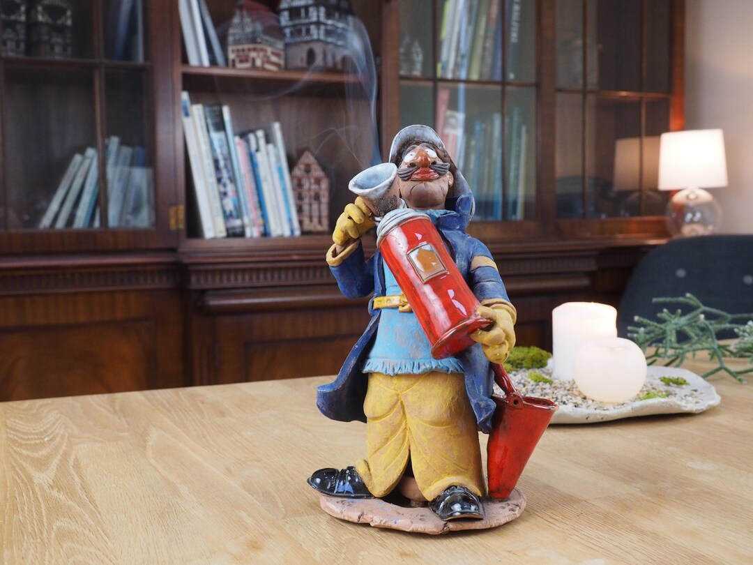 Handmade Ceramic "firefighter" Incense Holder Figurine Home Decoration ...
