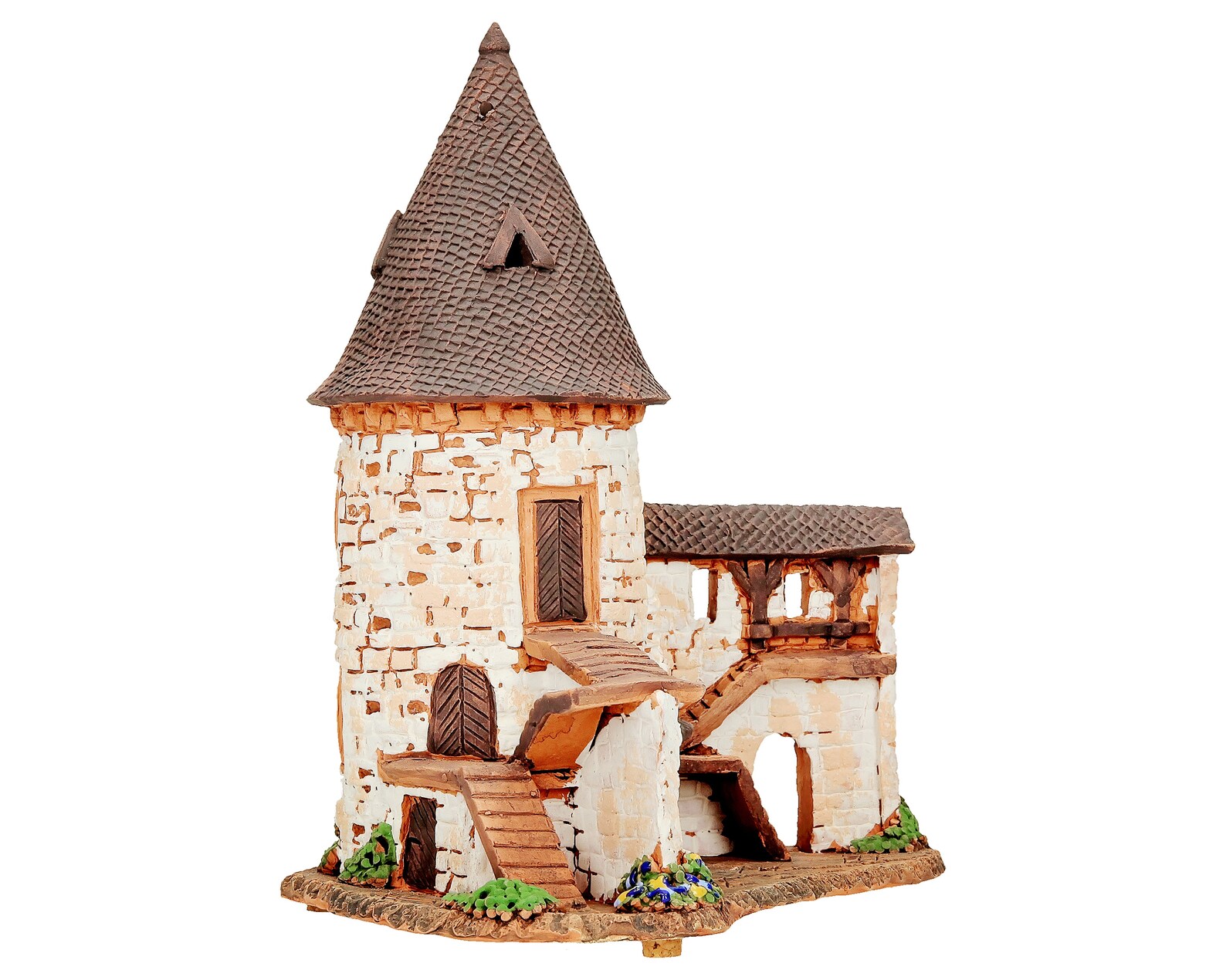 Midene Ceramic House Tea Light Candle Holder Collectible Clay Miniature ...