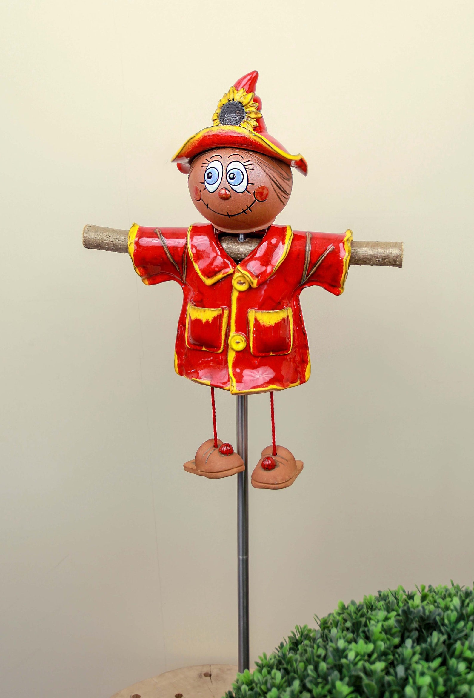 Ceramic Scarecrow Garden Stake Lawn Stake Garden Decor Garden Scarecrow ...