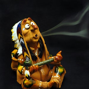 Ceramic Native American Statue Figurine With Pipe Home - Etsy